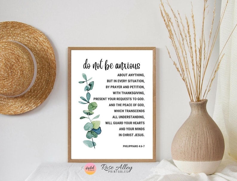 Do Not Be Anxious Scripture, Religious, Christian Gift, Wall Decor ...