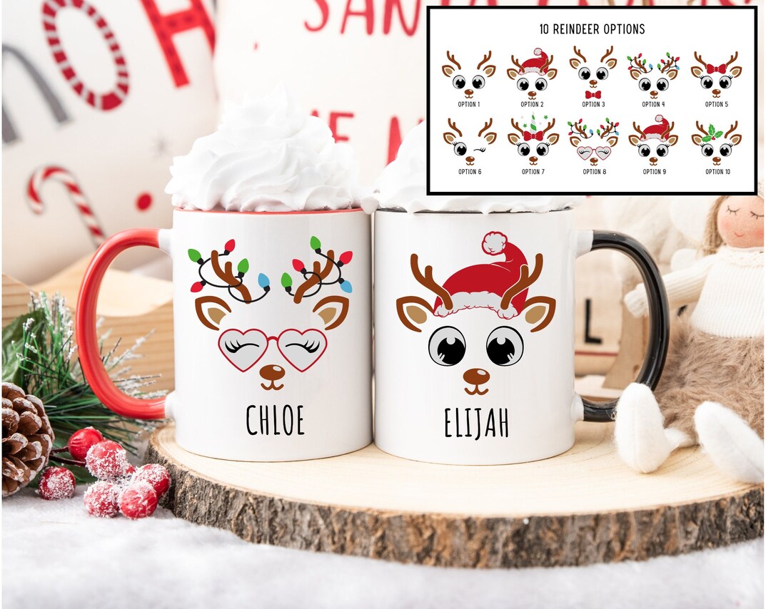 Personalized Christmas Mug for Kids, Custom Christmas Mug, Reindeer Mug ...