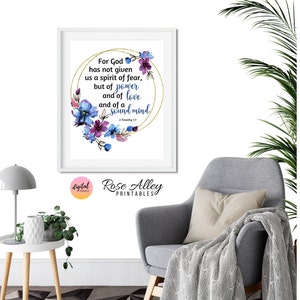 Sound Mind Scripture Print, Religious Printable, Christian Gift, Wall ...