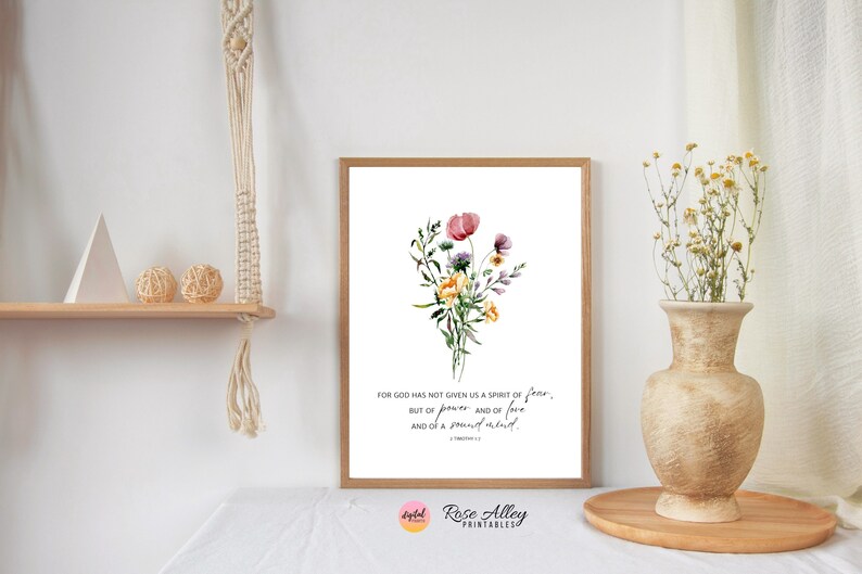 Sound Mind Scripture Printable Wildflowers Religious - Etsy