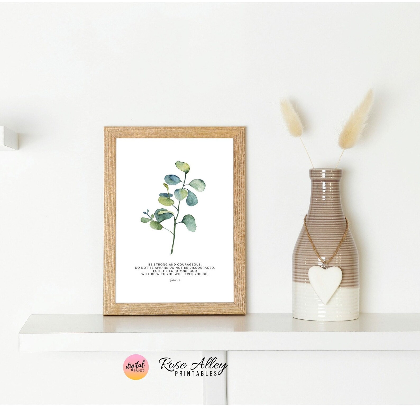 Be Strong Scripture Printable, Eucalyptus, Religious Printable ...