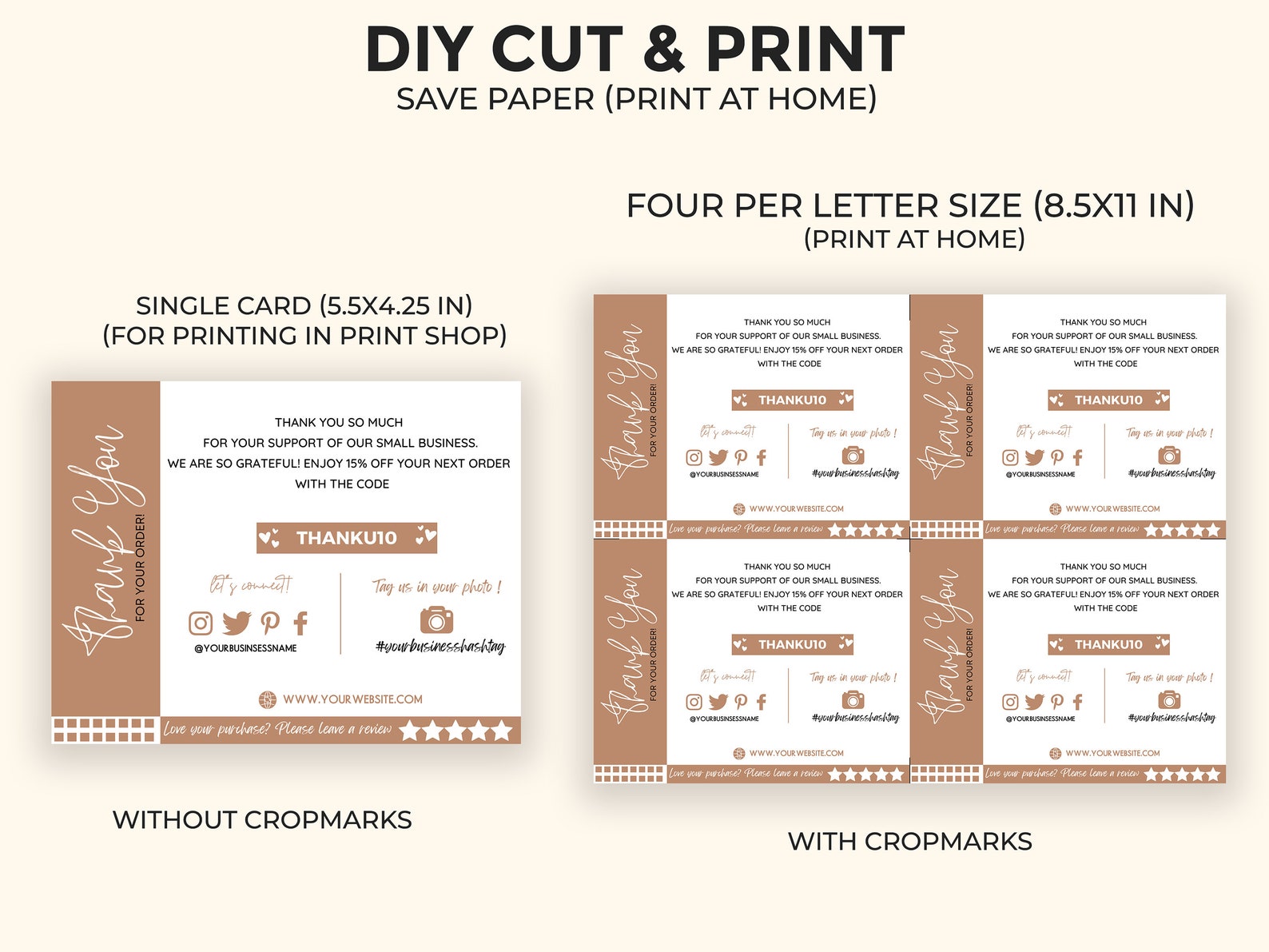 20 Thank You Card Template Small Business Bundle, Packaging Insert ...