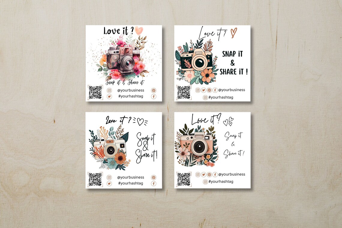 4 Snap and Share Card Template, Small Business Packaging Insert ...