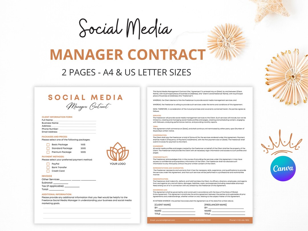 Social Media Manager Contract Template, Client Service Contract ...