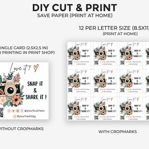 4 Snap and Share Card Template, Small Business Packaging Insert ...