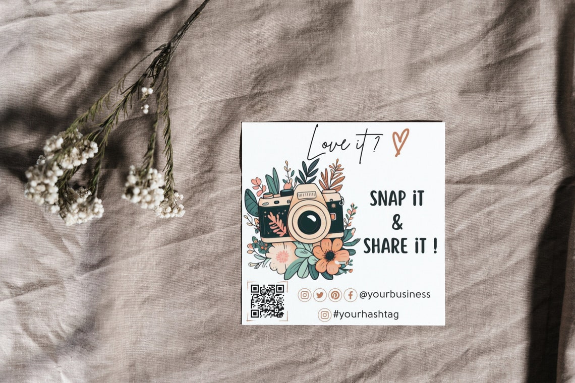 4 Snap and Share Card Template, Small Business Packaging Insert ...