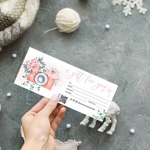 Photography Gift Certificate Template With Qr Code, Photographer Gift ...