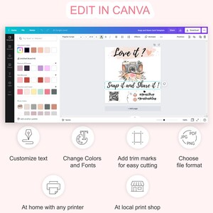 Snap and Share Card Template, Small Business Packaging Insert Stickers ...