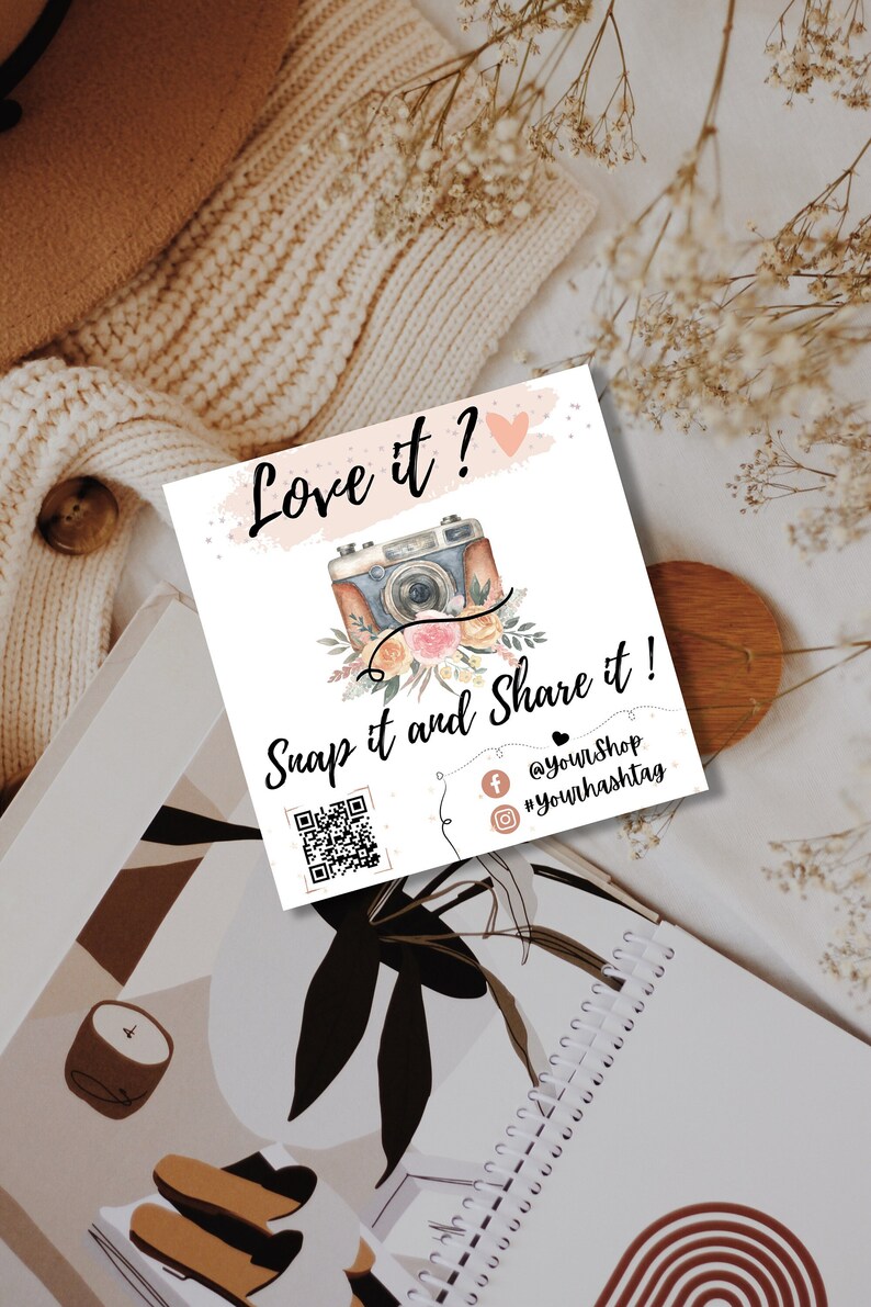 Snap and Share Card Template Small Business Packaging Insert | Etsy