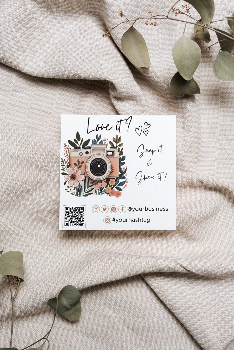 4 Snap and Share Card Template, Small Business Packaging Insert ...