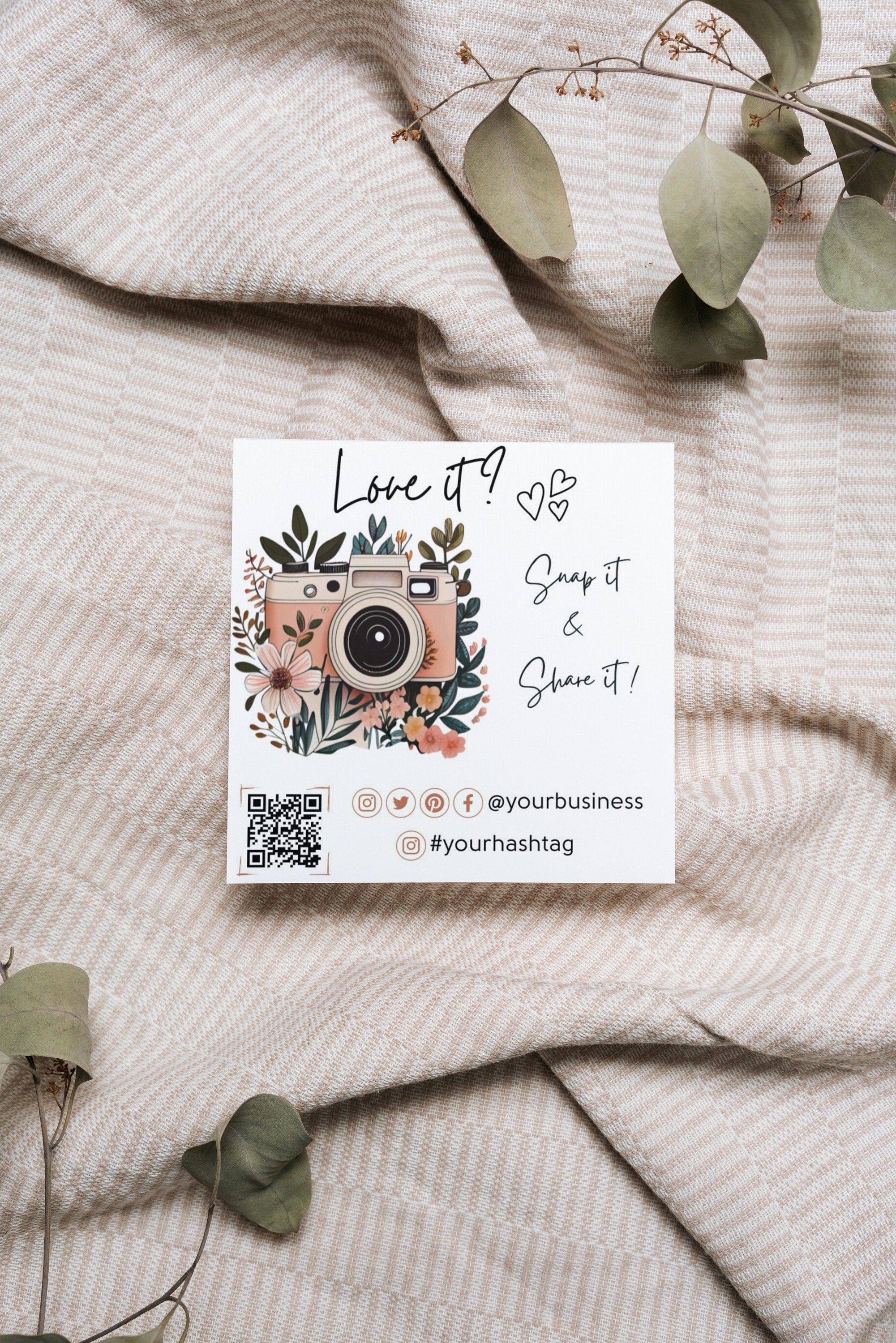 4 Snap and Share Card Template, Small Business Packaging Insert ...