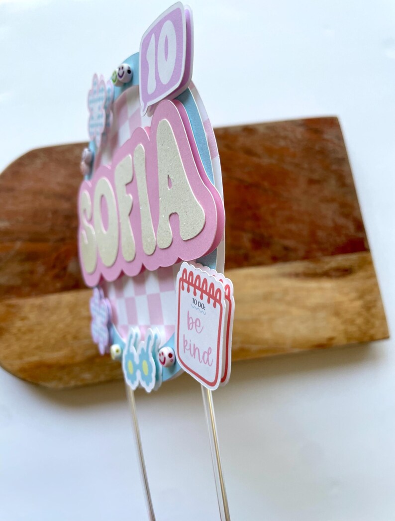 Custom Girly Cake Topper: Sparkly Retro Teen or Tween Birthday Party - Etsy