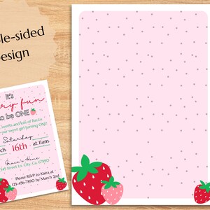 Berry First Birthday Invitation Template: Strawberry Theme (digital ...
