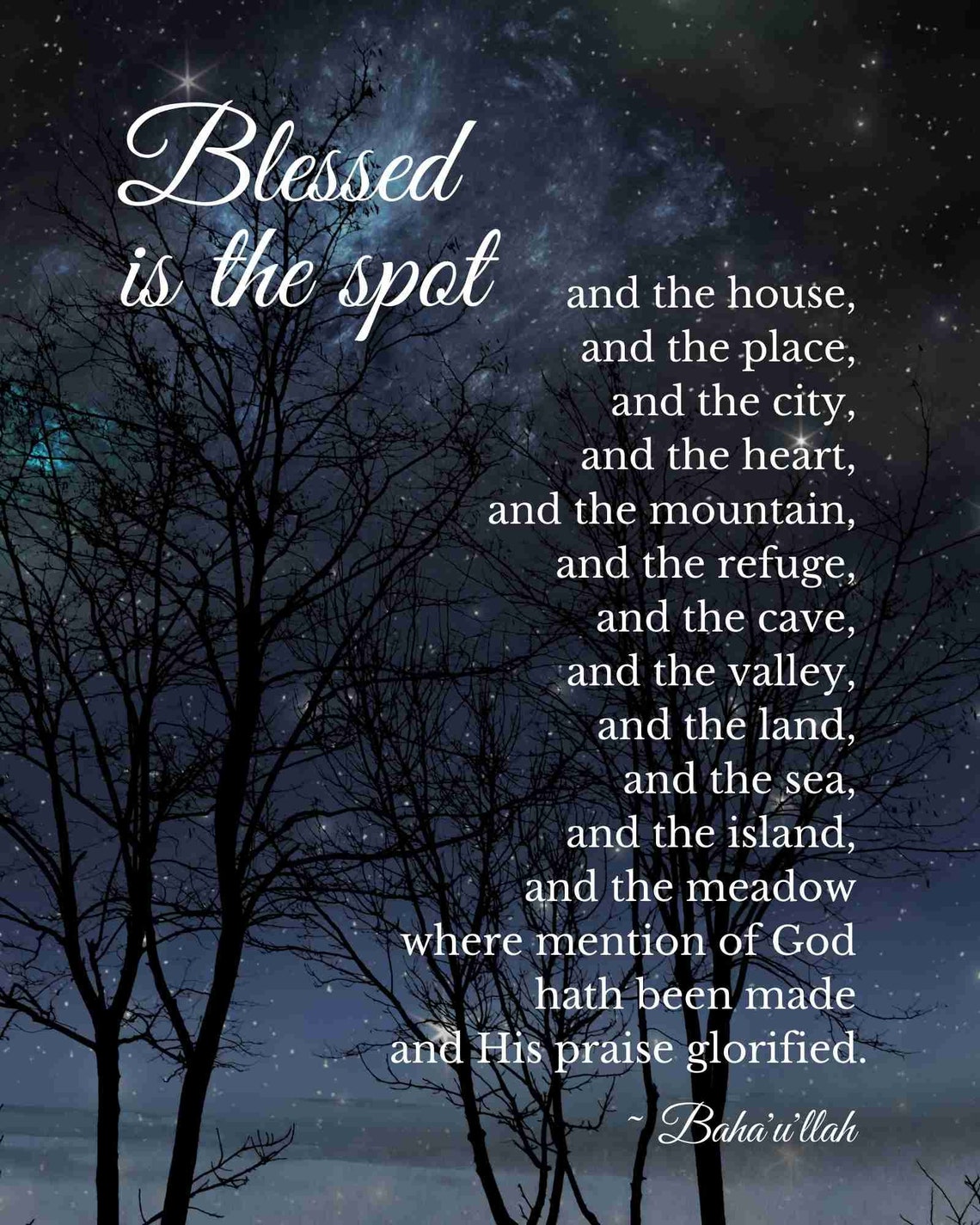 Spiritual Art Print Downloadable - "blessed is the Spot..." - Baha'i ...