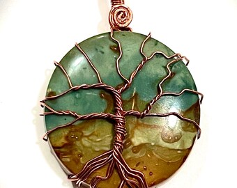 OCEAN JASPER Wire Wrapped Pendant Tree of Life - Etsy