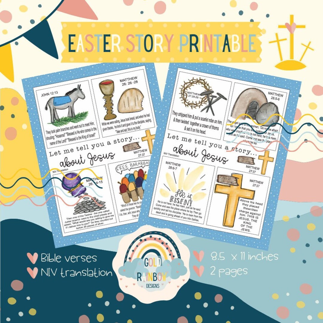Holy Week Easter Story Printable for Kids, Resurrection of Jesus, Holy ...