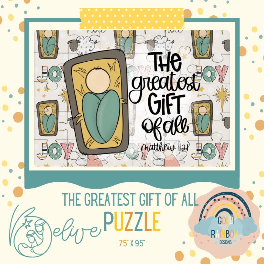 Baby Jesus in Manger, the Greatest Gift of All, Christmas Puzzle, Bible ...