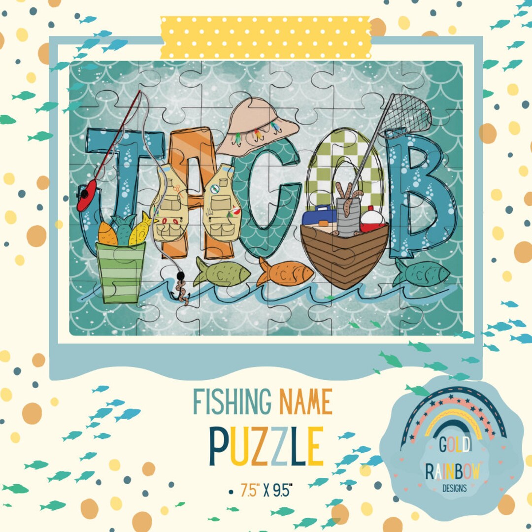 Fishing Personalized Kids Name Puzzle Fish Puzzle Fishing - Etsy