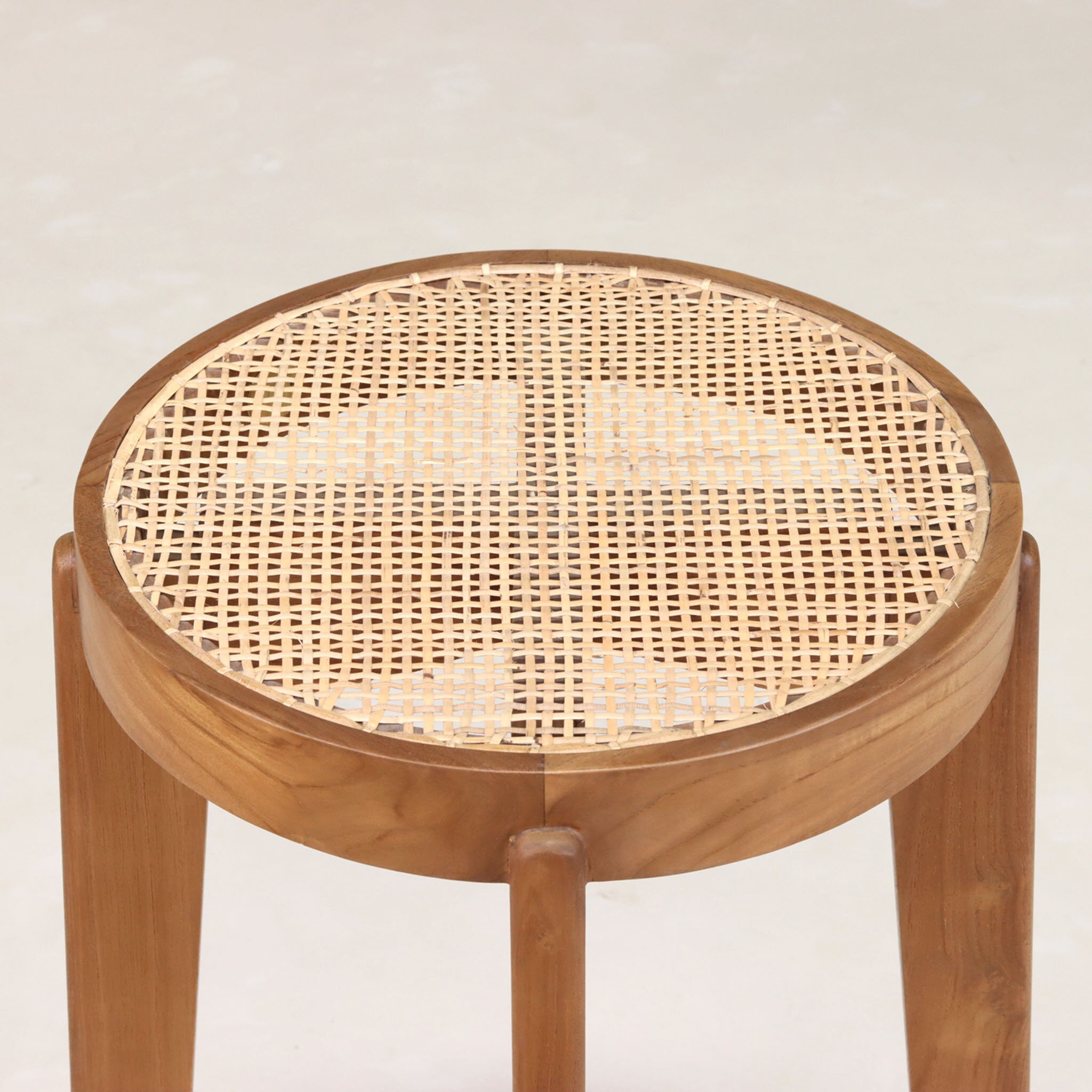 Cane Counter Stool - Teak & Handwoven Rattan - Etsy