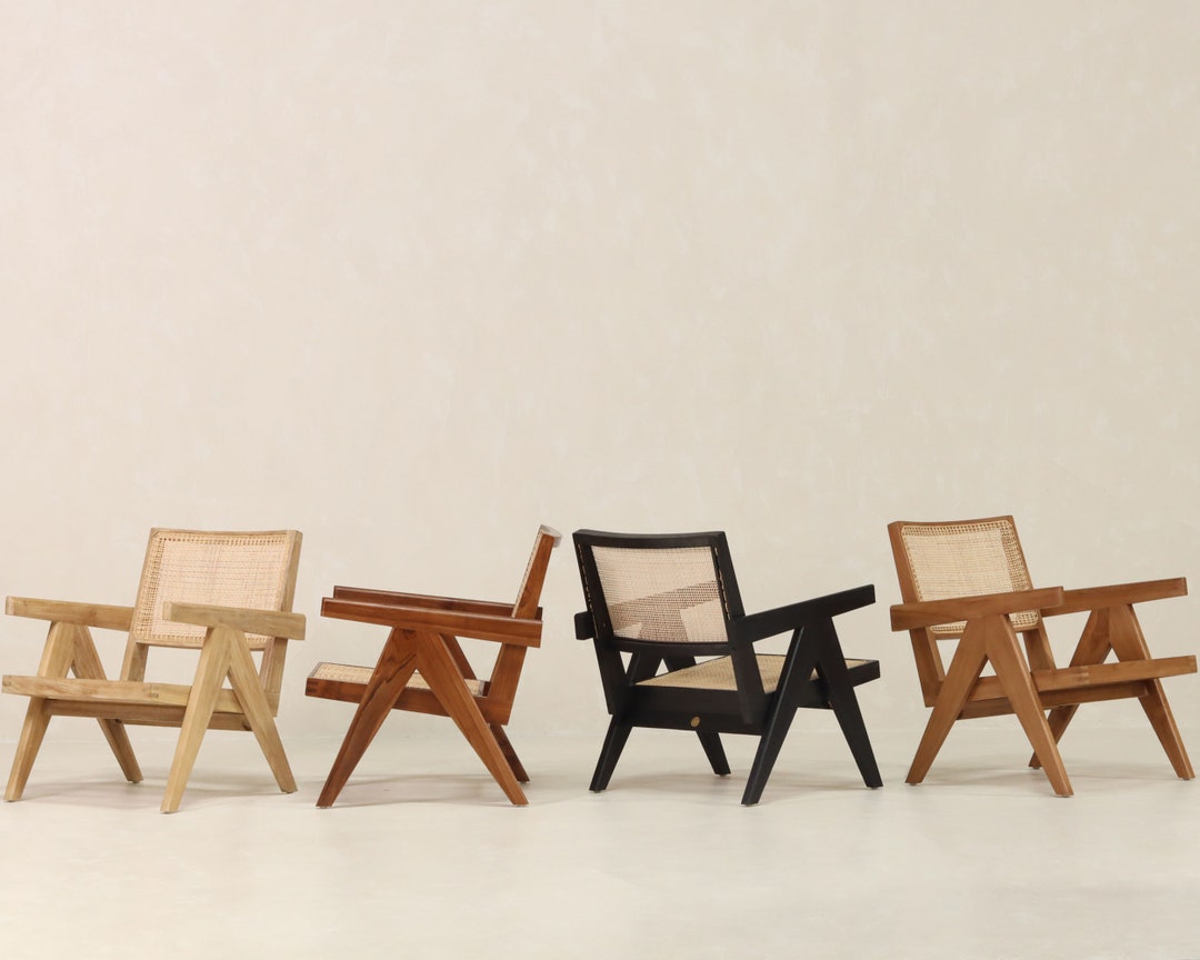 Easy Lounge Chair Teak and Handwoven Rattan - Etsy