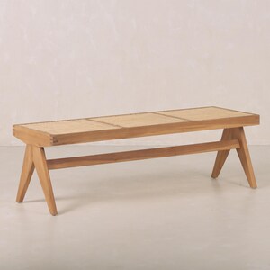 Cane Bench - Teak & Handwoven Rattan - Etsy