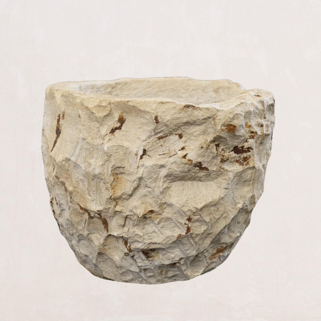 Hand-carved Woodstone Planter – Natural Stone Pot for Indoor Outdoor ...