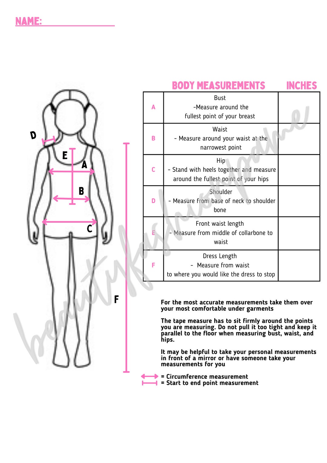 Sewing Body Measurement Guide Kids Fashion - Etsy