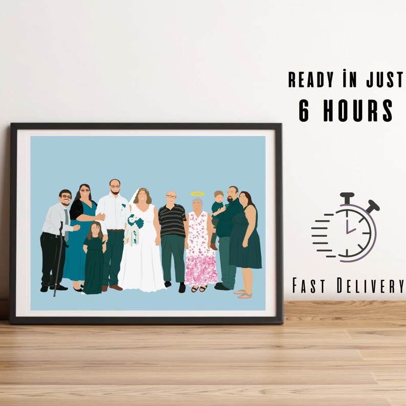 Group Portrait Group Drawing Drawing From Photodigital | Etsy