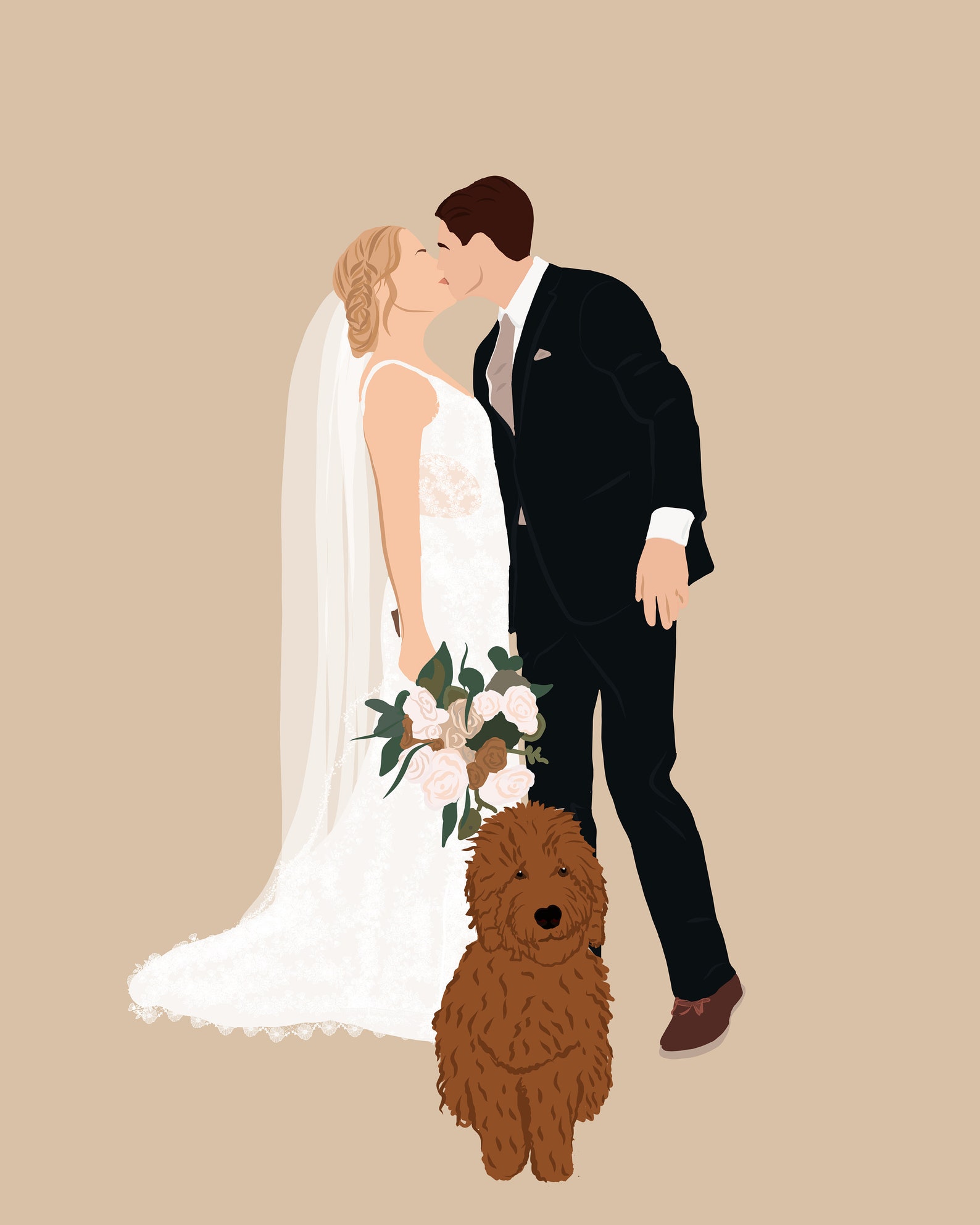 Faceless Wedding Portrait, Anniversary Gift, Custom Minimal ...