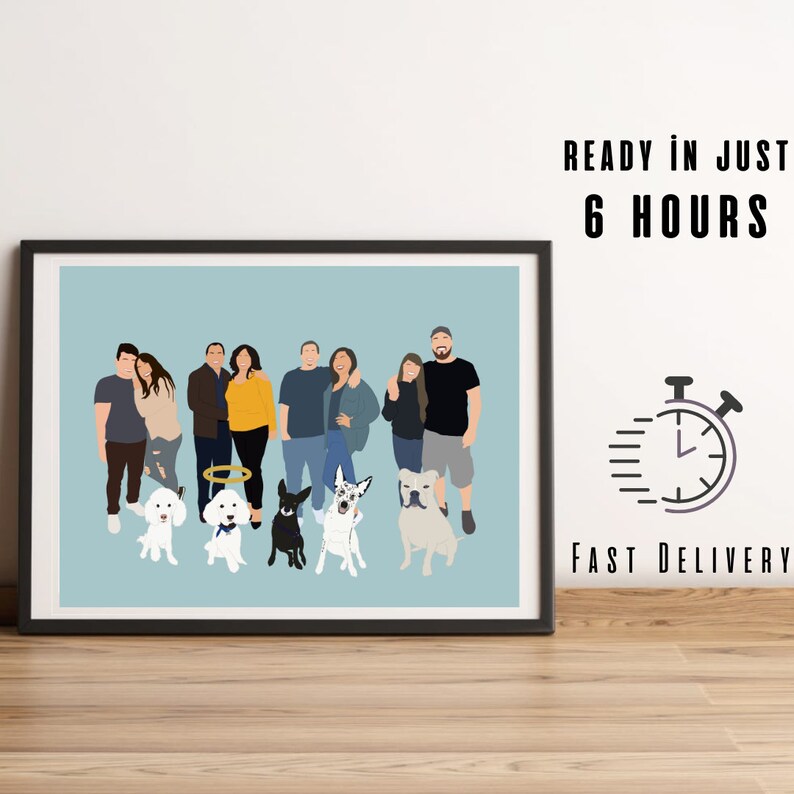 Group Portrait Group Drawing Drawing From Photodigital | Etsy