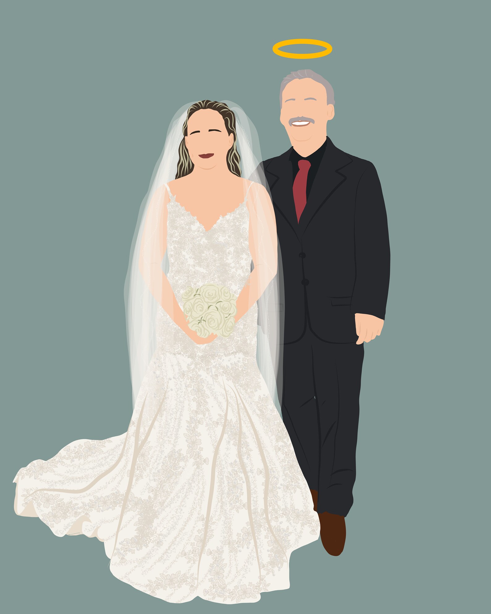 Faceless Wedding Portrait, Anniversary Gift, Custom Minimal ...
