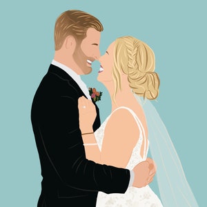 Faceless Wedding Portrait, Anniversary Gift, Custom Minimal ...