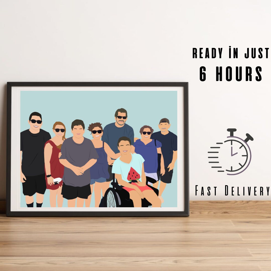 Group Portrait Group Drawing Drawing From Photodigital | Etsy