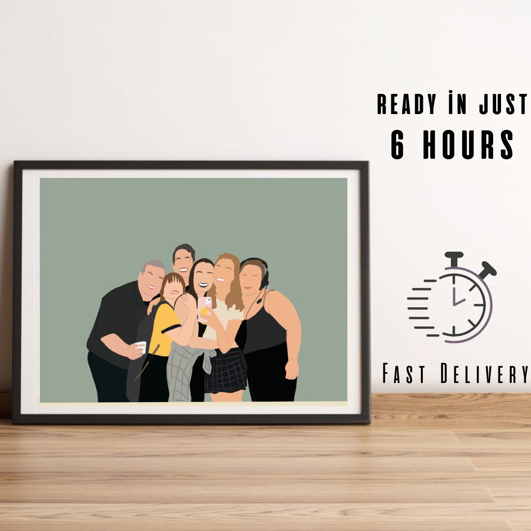 Group Portrait Group Drawing Drawing From Photodigital | Etsy