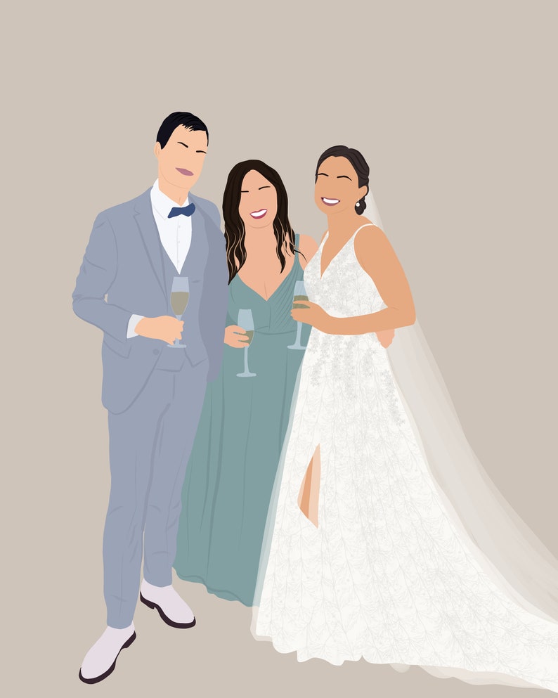 Faceless Wedding Portrait, Anniversary Gift, Custom Minimal ...