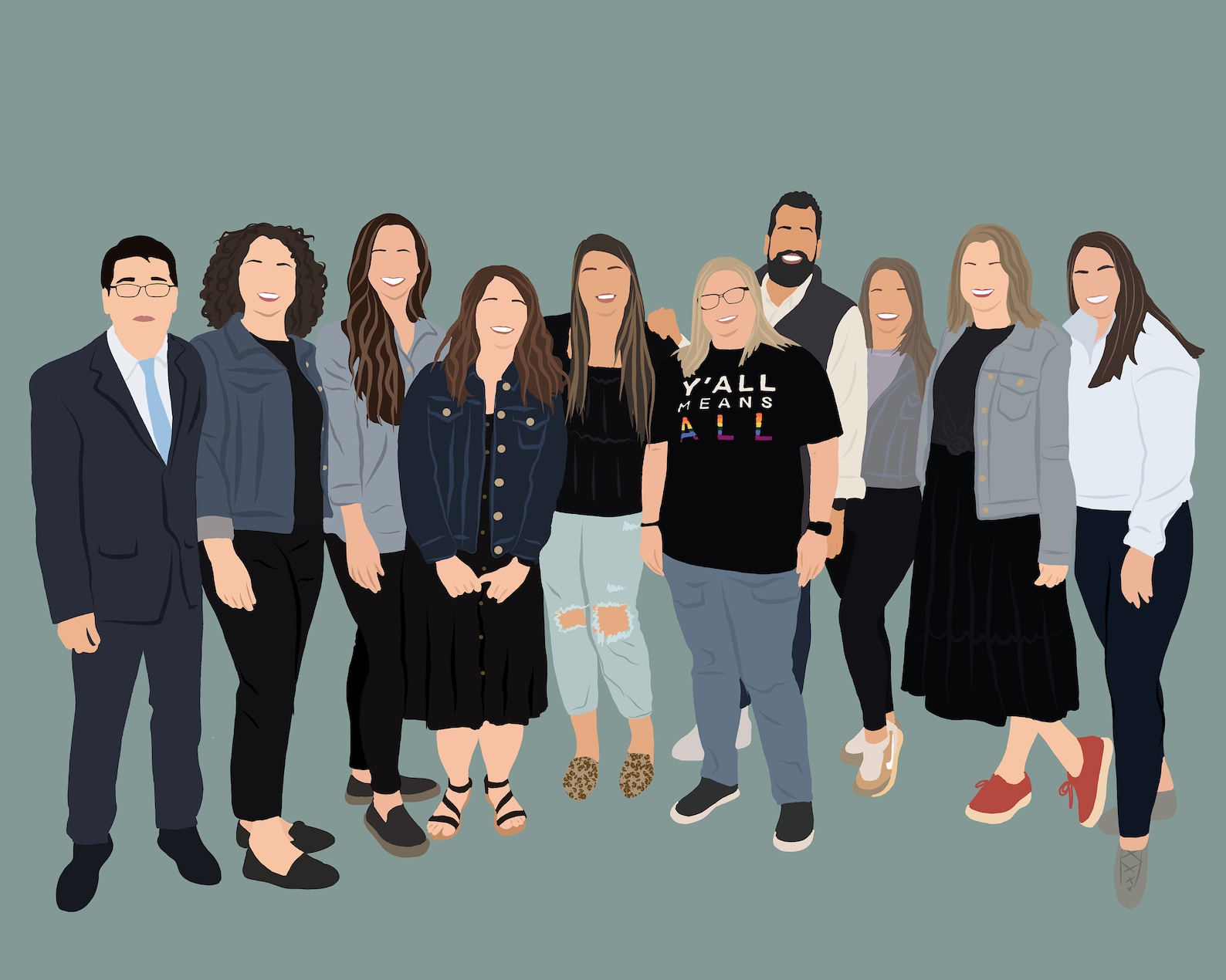 Group Portrait Group Drawing Drawing From Photodigital - Etsy