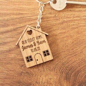 2x Our First Home Personalised Couples Keyring, House Warming Key Chain ...