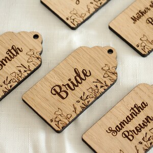 Custom Wedding Place Name Tags, Engraved Wedding Favours, Natural ...