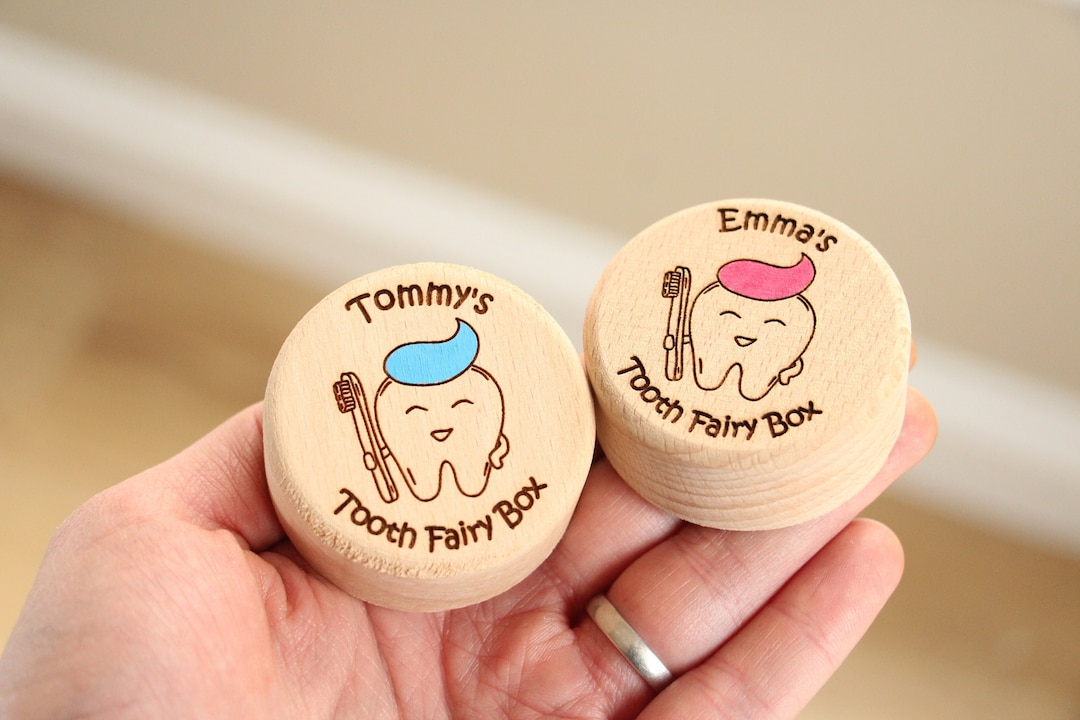 Personalised Blue or Pink Tooth Fairy Box for Children, Keepsake Tin ...