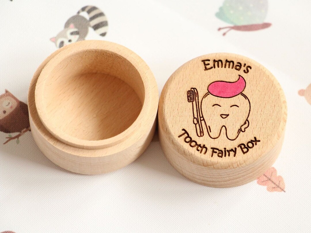 Personalised Pink Tooth Fairy Box for Girl, Baby Tooth Tin Keepsake ...