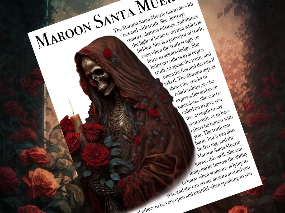 Maroon Santa Muerte Printable Pages, Santisima Muerte Prints and ...