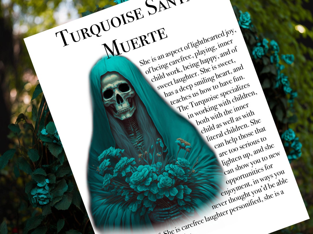Turquoise Santa Muerte Printable Pages, Santisima Muerte Prints and ...