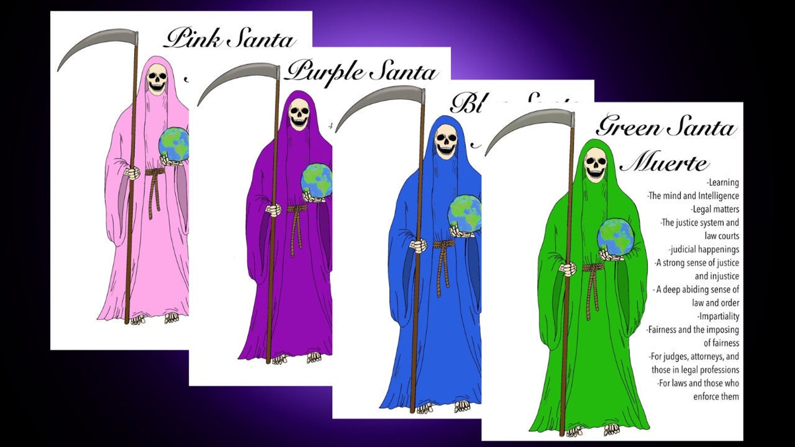 Bundle 4 Pages, La Santa Muerte Art Prints, Santisima Muerte Printable ...