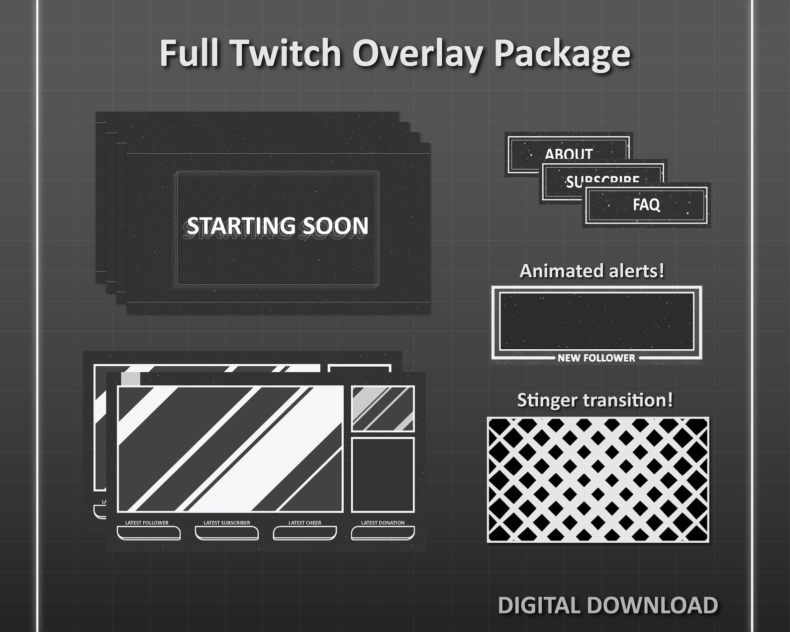 Complete Twitch Animated Overlay Pack Animated Stream Pack Stream ...