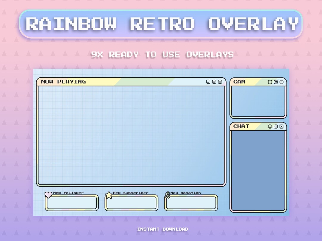 Twitch Rainbow Retro Overlay Pack Twitch Rainbow Stream Overlays Twitch ...