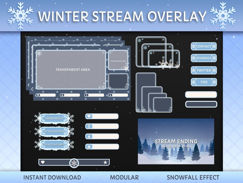 Twitch Winter Animated Overlay Pack | Animated Stream Pack | Stream Overlays | Twitch Winter ...
