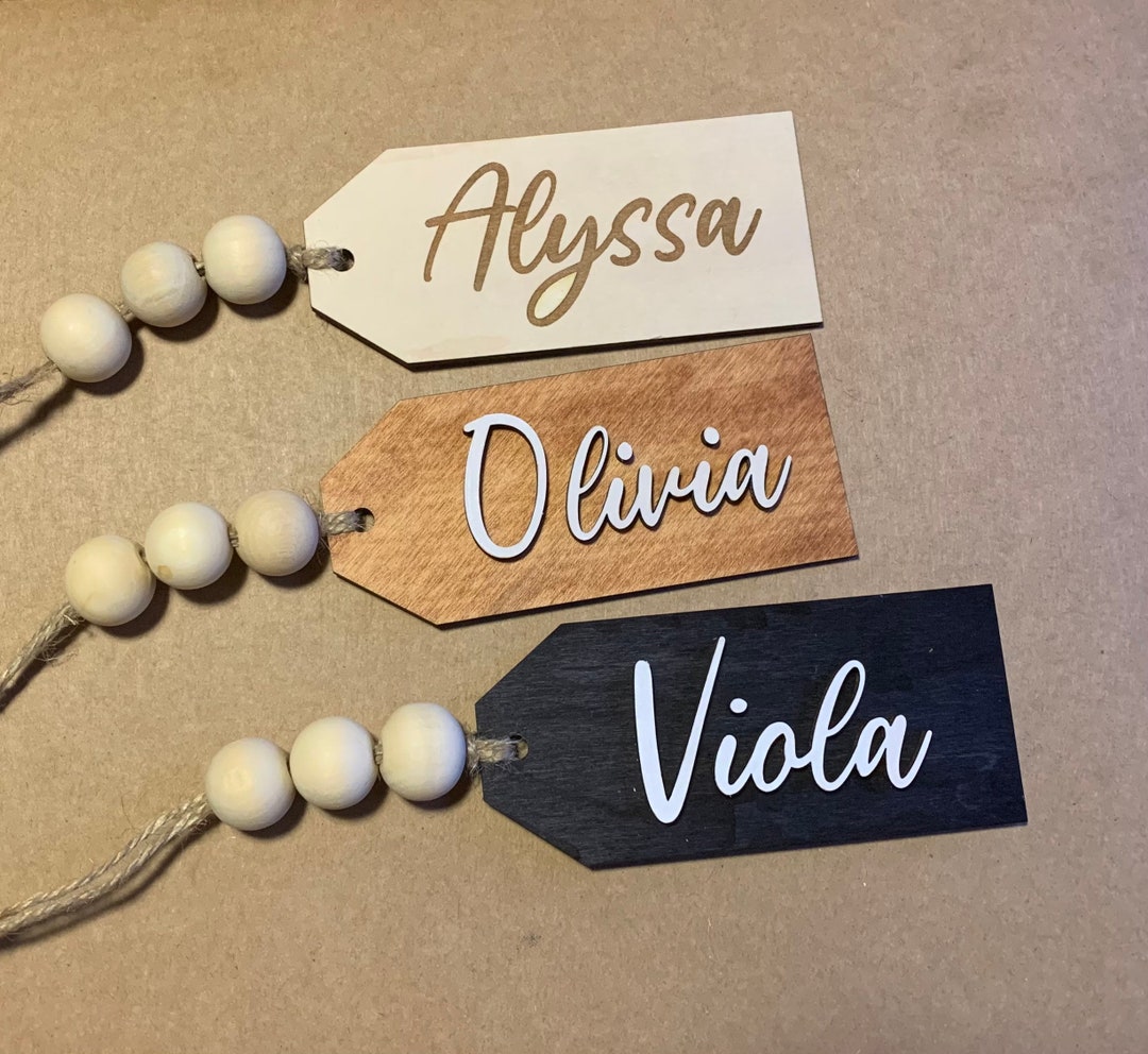 Custom Wood Name Tag, Personalized Gift Tag, Stocking Tag, Wood Name ...