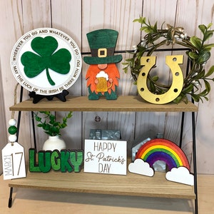 St Patrick’s Day Tiered Tray Decor, Leprechaun Gnome, Rainbow Decor ...