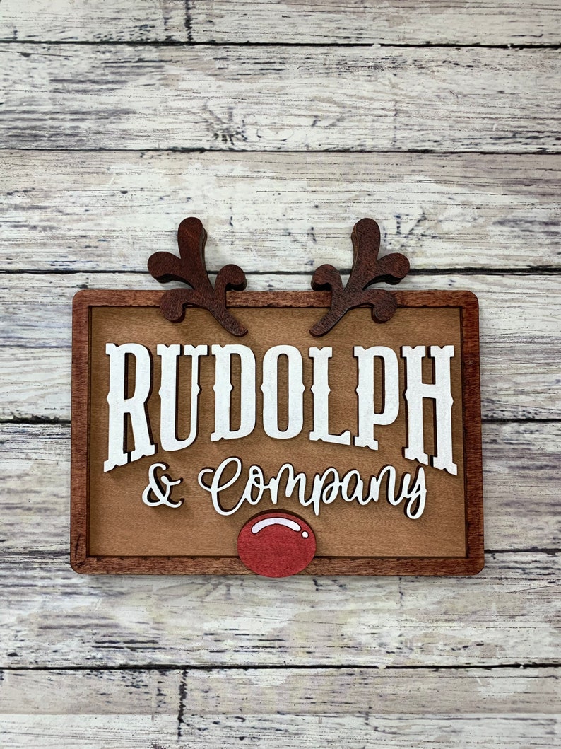 Rudolph Tiered Tray Set Farmhouse Tiered Tray Signs Winter - Etsy