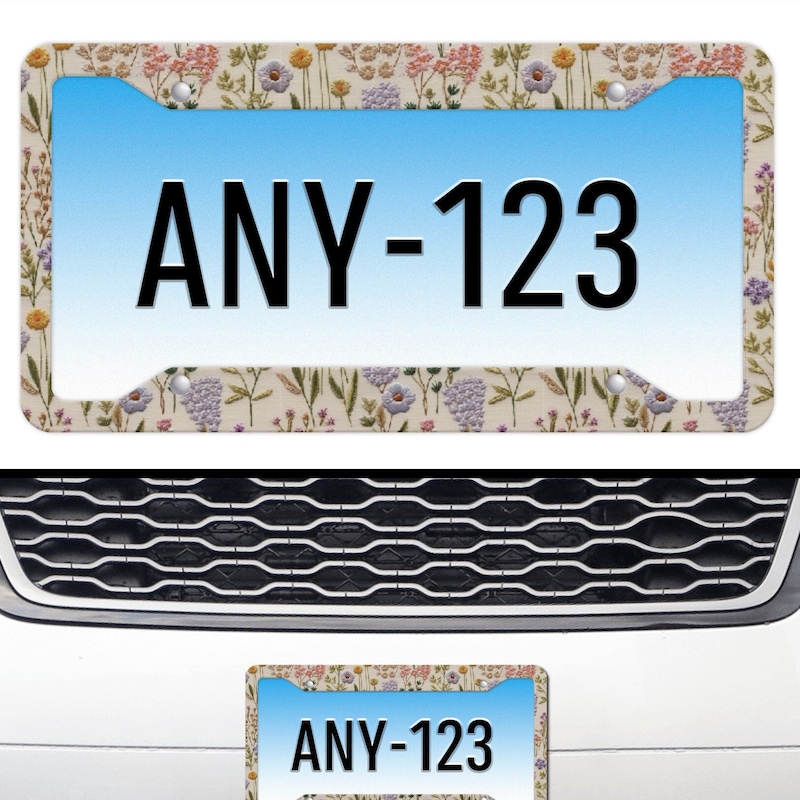 Floral License Plate - Etsy